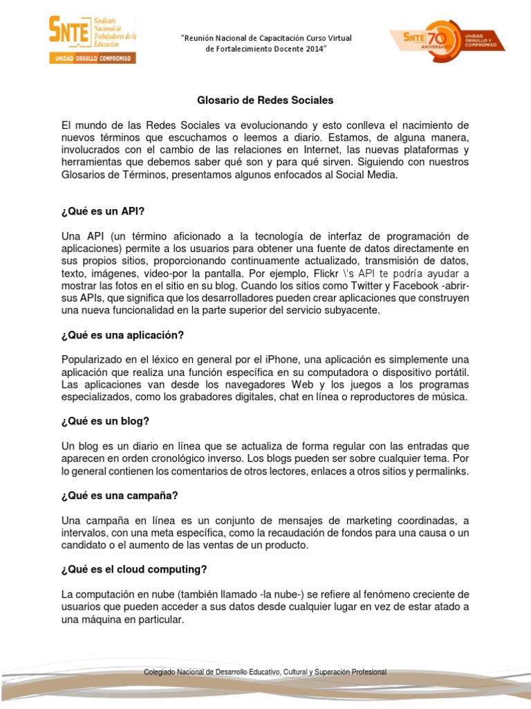 Glosario de Redes Sociales.pdf | Blog | Podcast