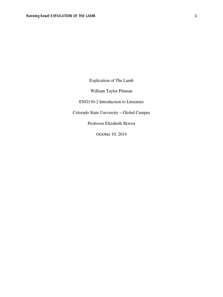 The Lamb Analysis | PDF | Song Structure | Poetry