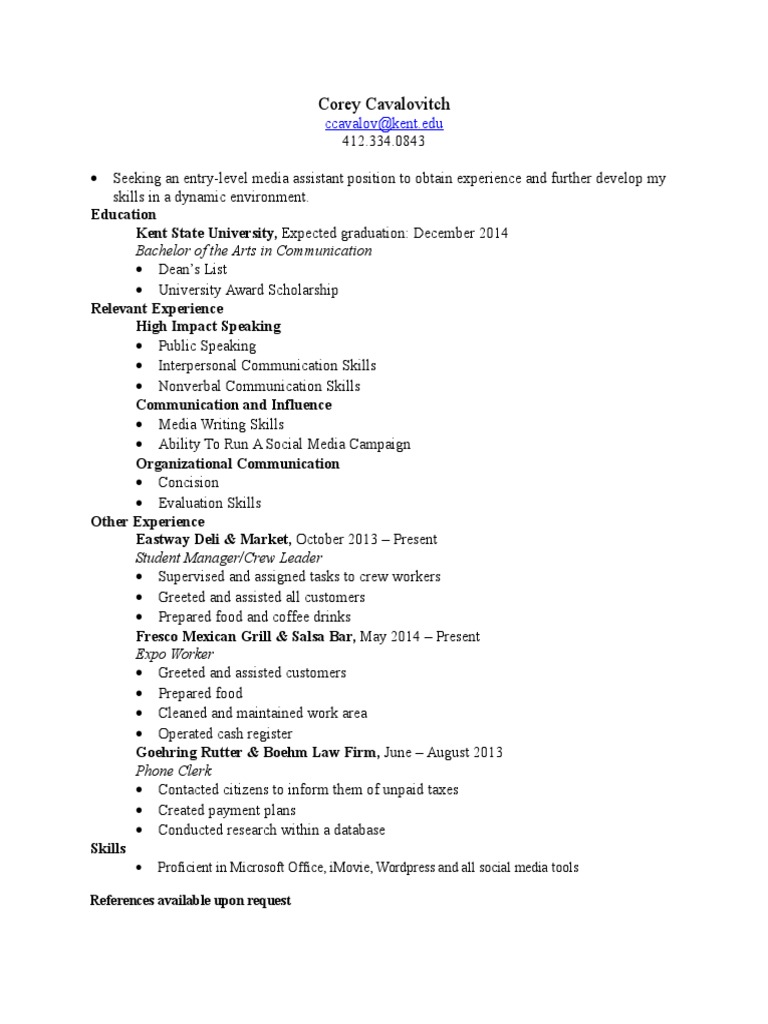 Corey Cavalovitch Resume | PDF