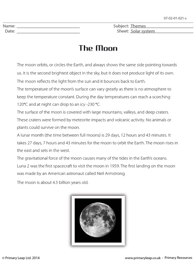 Moon Comprehension ks2 Q PDF | PDF | Moon | Moon Landing