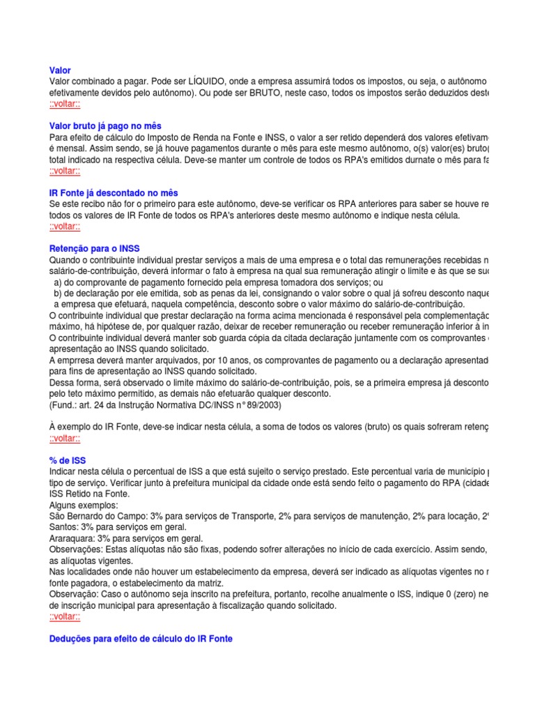 Planilha Modelo Rpa | PDF | Imposto de Renda | Impostos