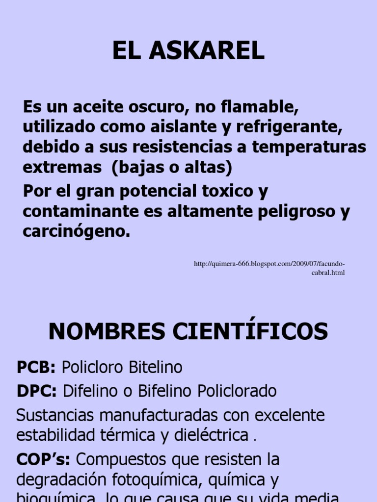 Peligros del Aceite Askarel y PCB | PDF | Bifenilo policlorado ...