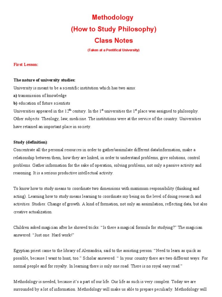 Methodology (How To Study Philosophy) | PDF | Question | Virtue