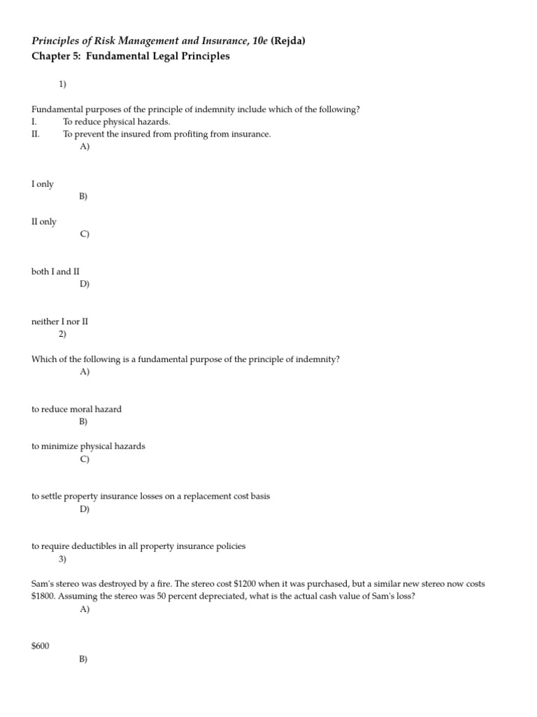 Chapter 9 Test Risk Management | PDF | Law Of Agency | Insurance