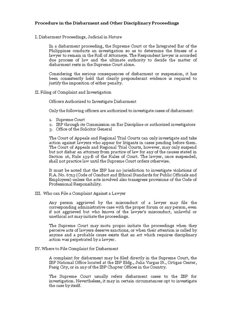 Disbarment Proceeding | Disbarment | Complaint | Free 30-day Trial | Scribd