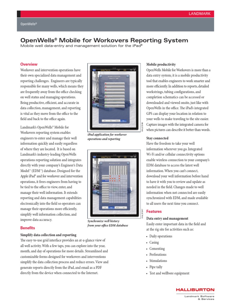 2012 06 Openwells Mobile For Workovers Data Sheet PDF | Download Free PDF | I Pad | Apple Inc.