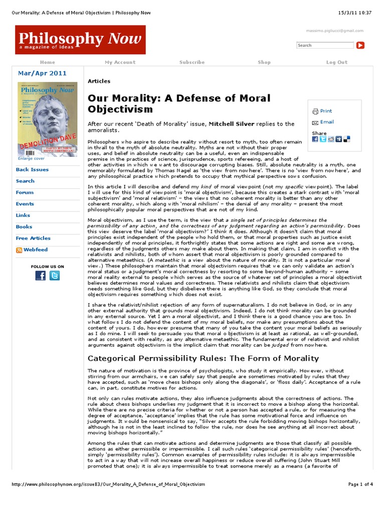Moral Objectivism Pdf Pdf Objectivism Ayn Rand Philosophy