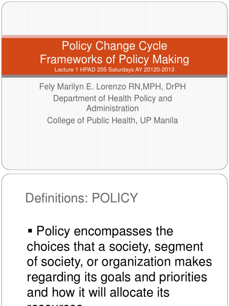 An Introduction to Health Policy Development Frameworks: Defining Key ...