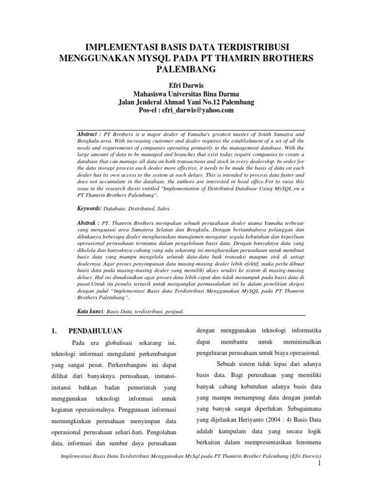 Implementasi Basis Data Terdistribusi | PDF