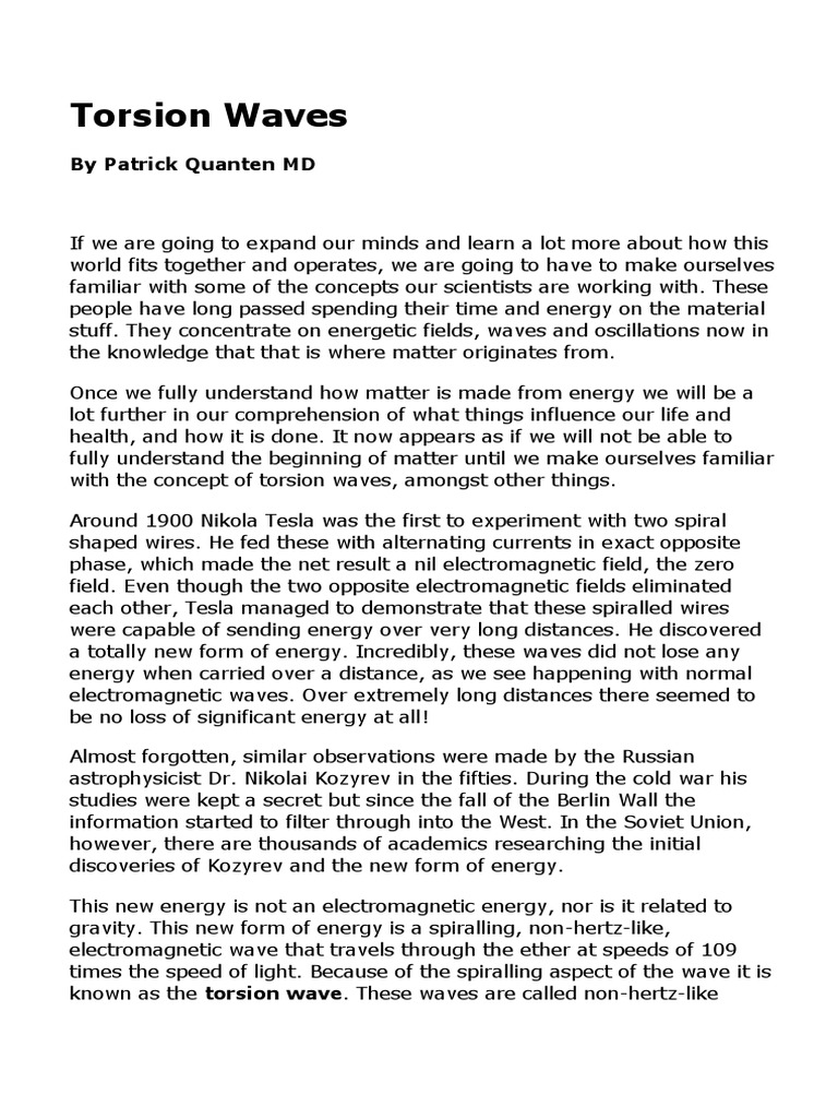 Torsion Waves | PDF | Luminiferous Aether | Waves