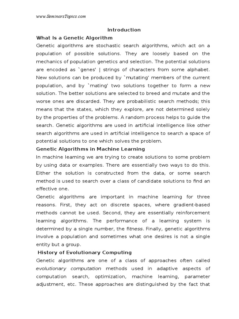 Genetic Algorithms | PDF | Genetic Algorithm | Artificial Neural Network