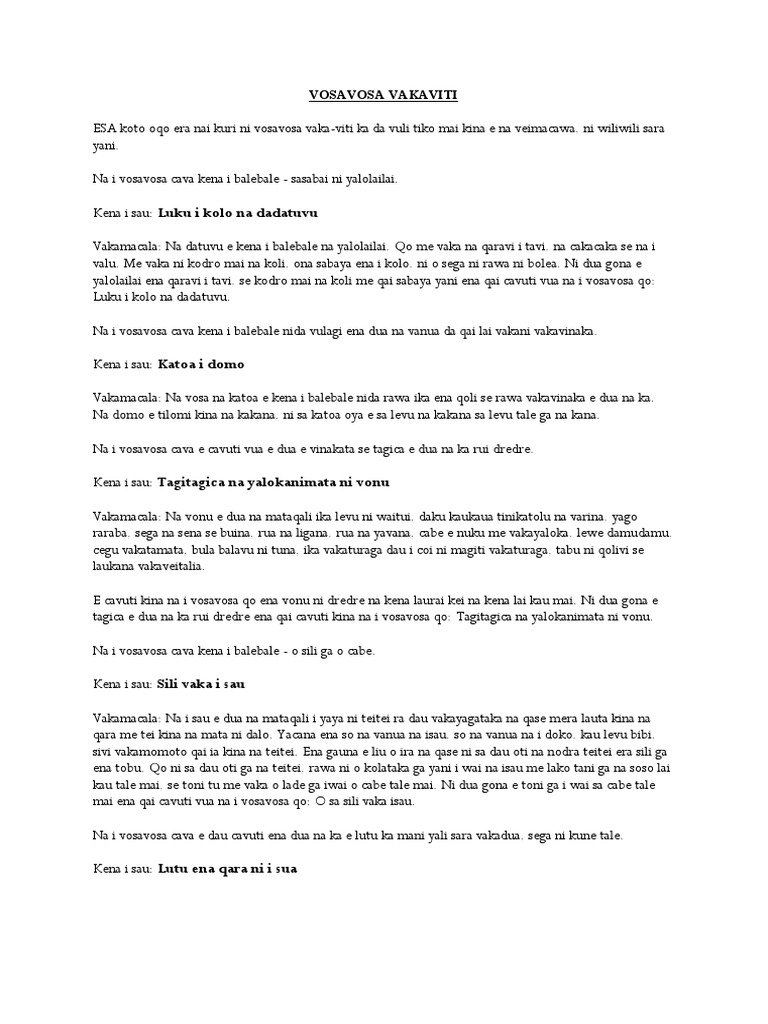 Fijian Proverbs and Their Meanings | PDF | Foreign Language Studies ...