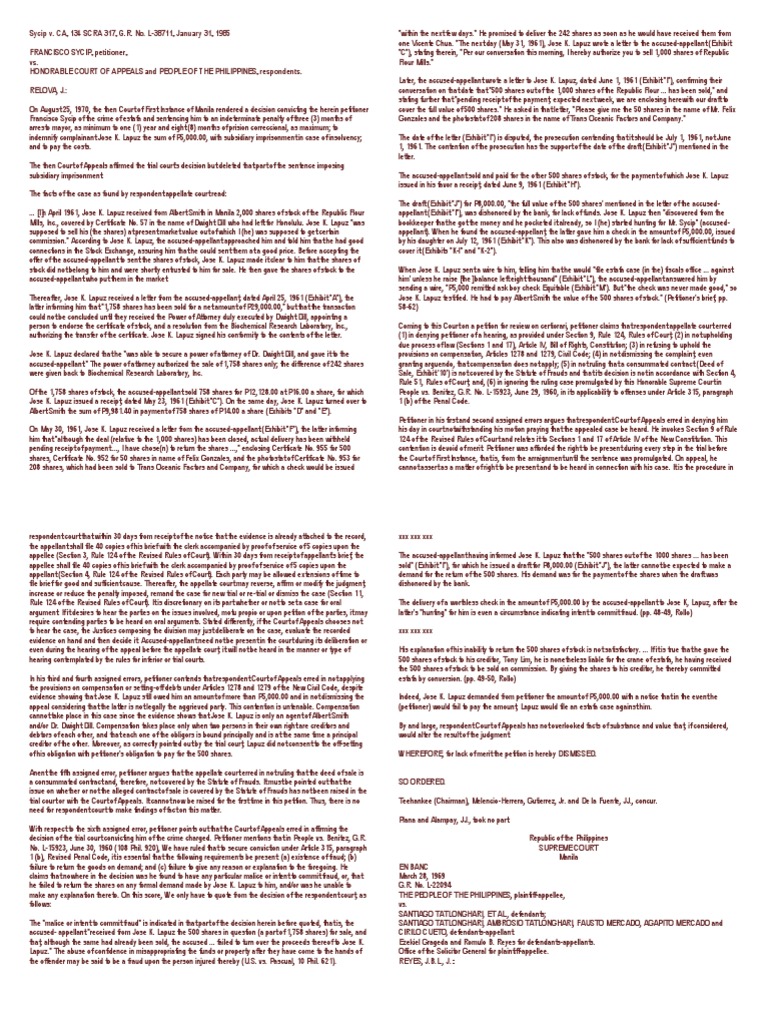 Crim Procedures Cases For Rule 124 and 125 | PDF | Brief (Law) | Witness