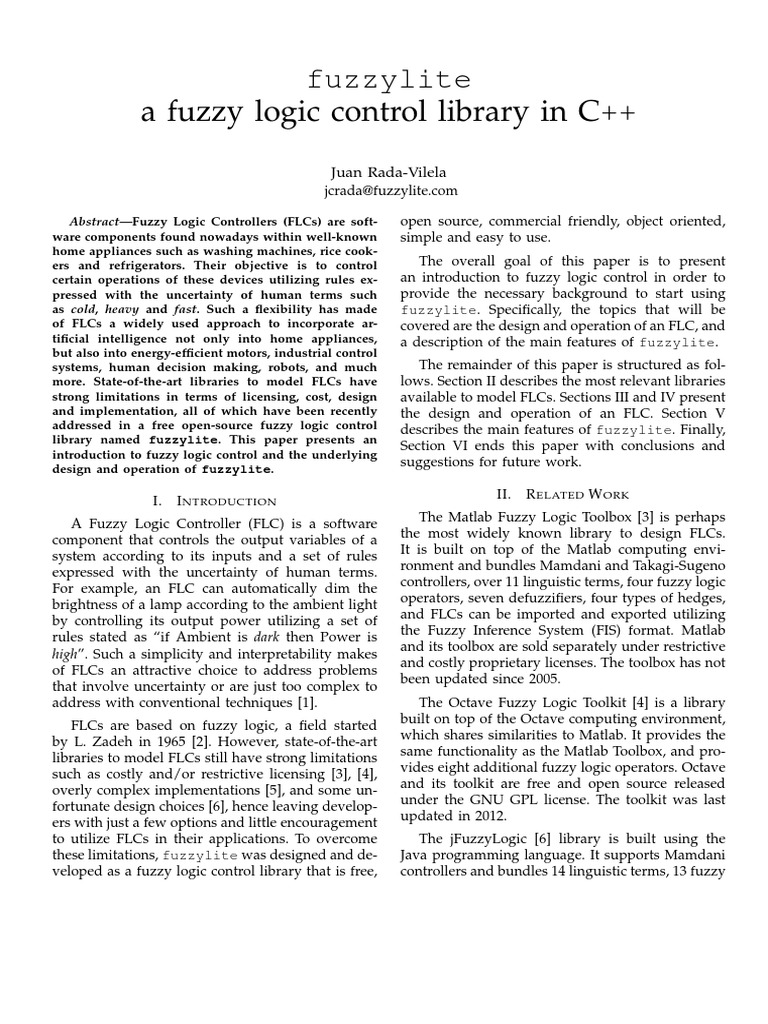 Fuzzylite-A Fuzz Logic Control Library in C++ | PDF | Fuzzy Logic | Matlab