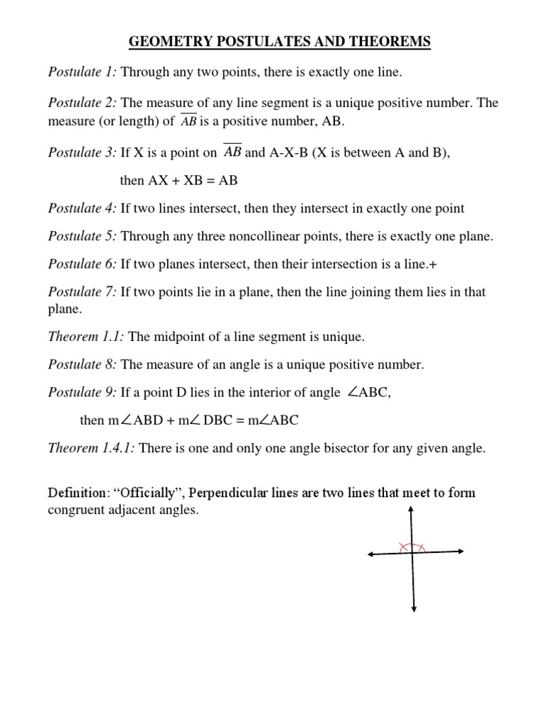Postulates and Theorems | Perpendicular | Triangle Geometry
