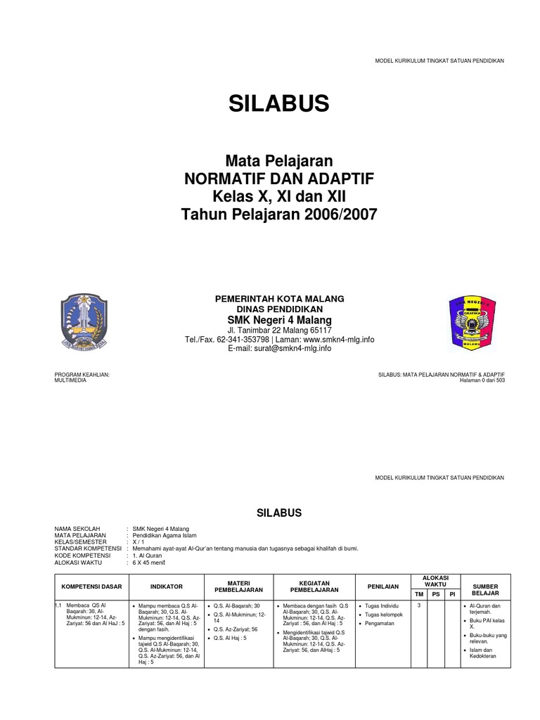Silabus SMK Normatif-Adaptif | PDF