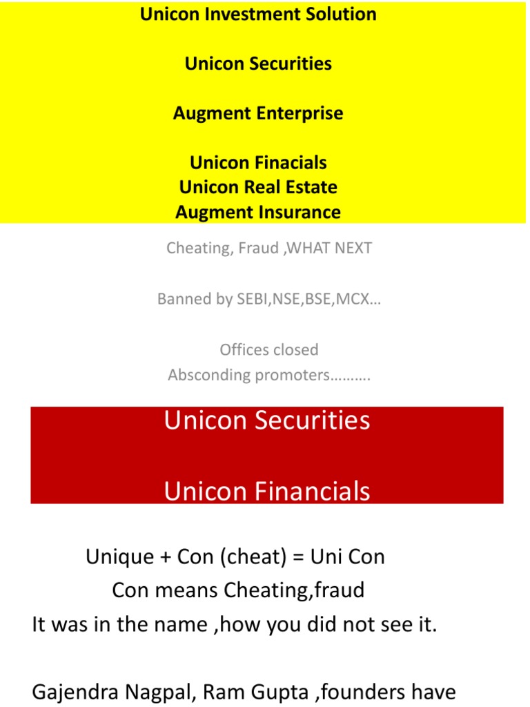 Unicon Investment Solutions - A Cheat Company, Fraud Promoters | PDF ...