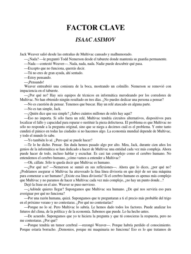 Asimov, Isaac - Factor Clave PDF | PDF