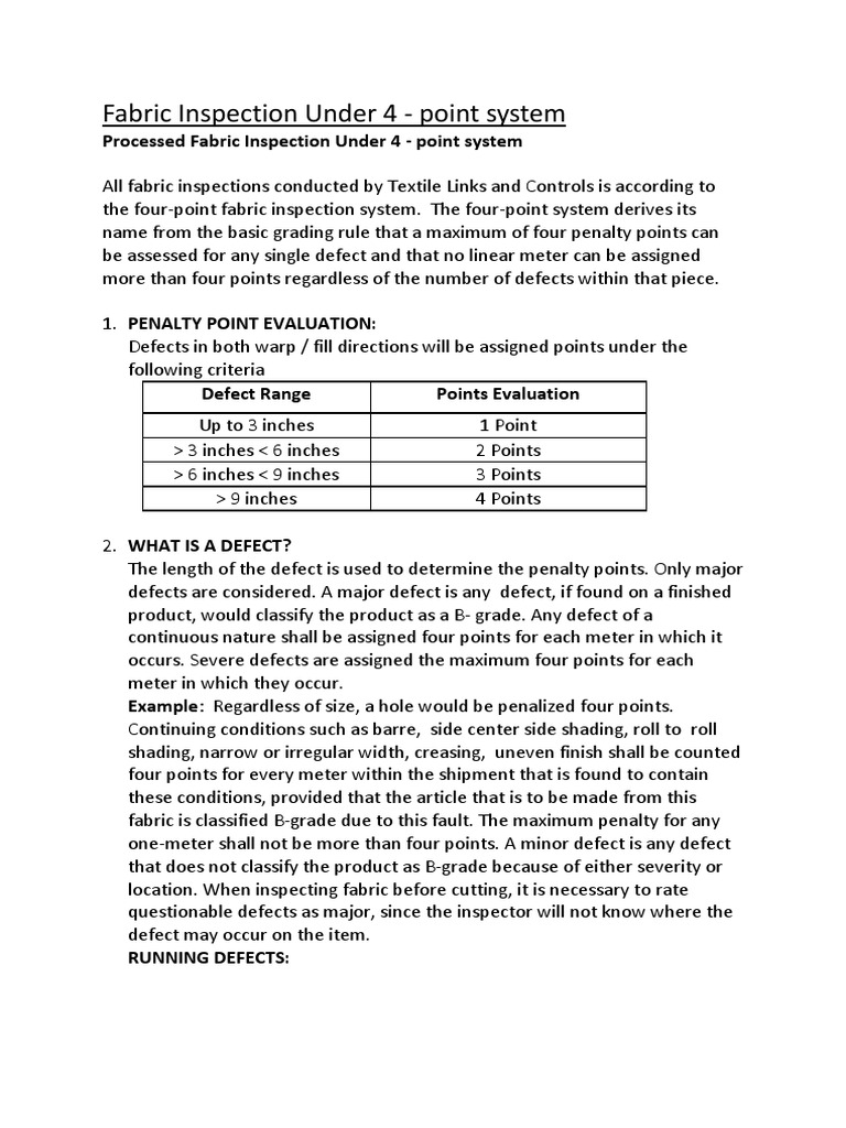 Fabric Inspection Under 4 | PDF | Textiles | Yarn