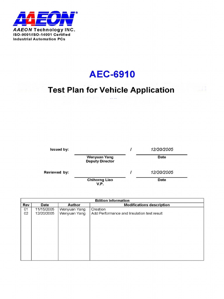 AEC-6910 En-50155 Test Report | PDF | Capacitor | Electrostatic Discharge