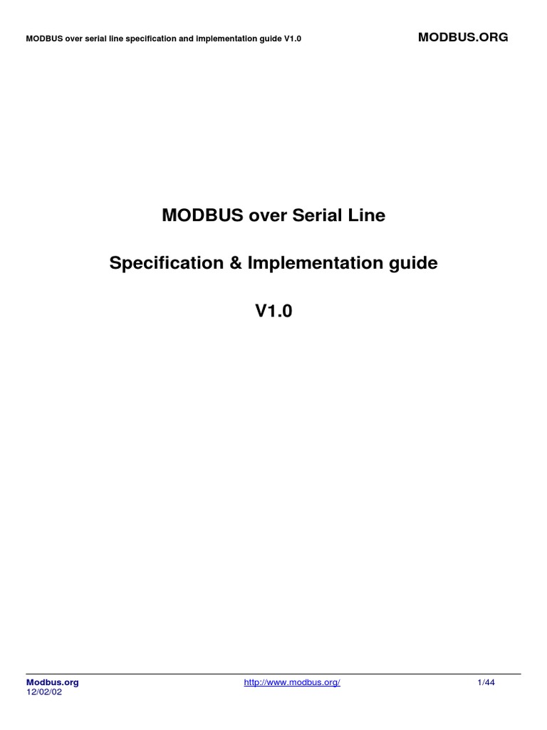 Modbus Over Serial Line V1 PDF | PDF | Osi Model | Communications Protocols