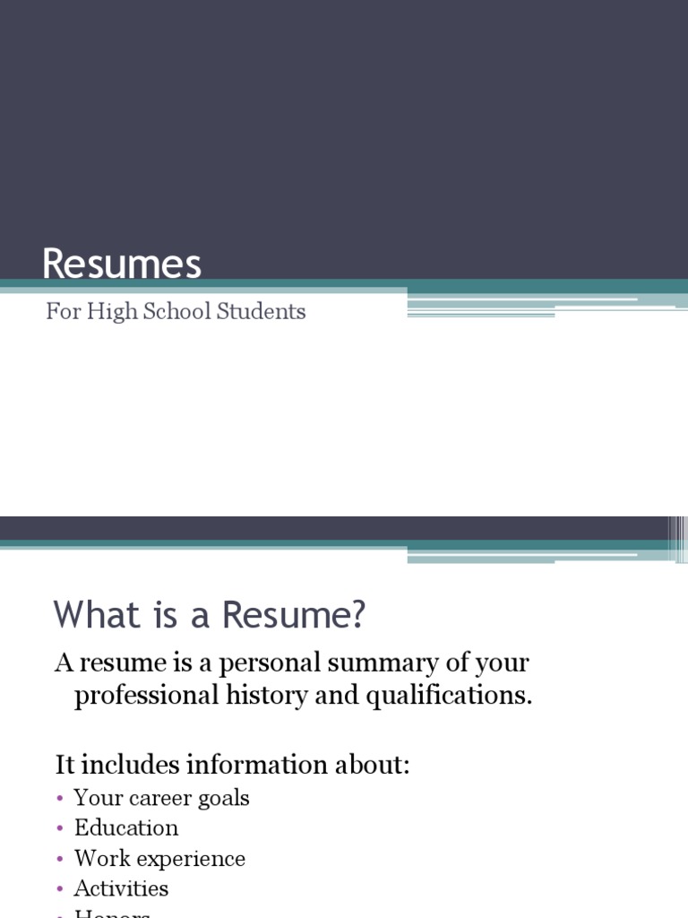 High School Resume Powerpoint | PDF | Microsoft | Résumé