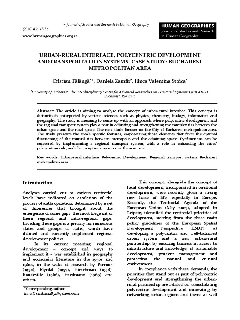 Urban-Rural Interface, Polycentric Development Andtransportation ...
