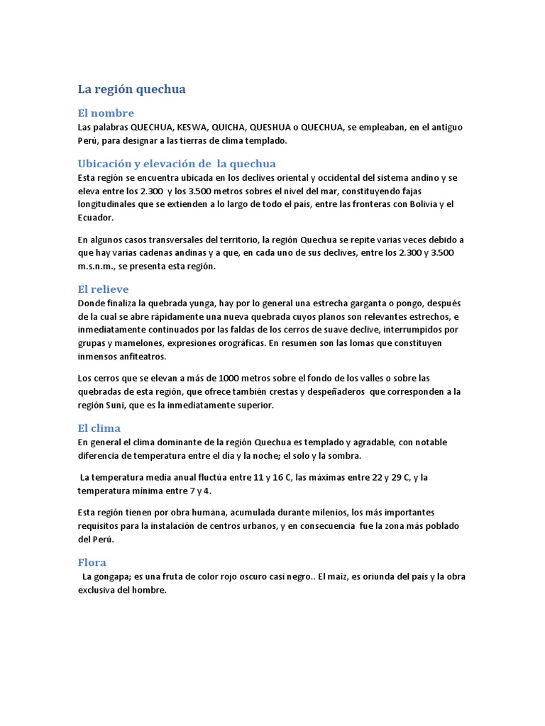 La Región Quechua | PDF | Andes | Clima