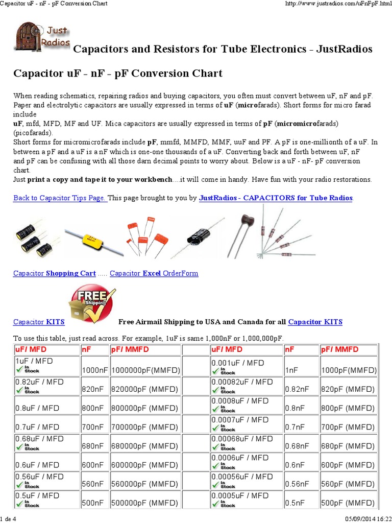 Capacitor Uf - NF - PF Conversion Chart | PDF | Capacitor | Electricity