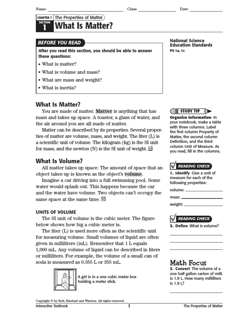 Interactive Textbook1 1whatis Matter | PDF | Weight | Mass