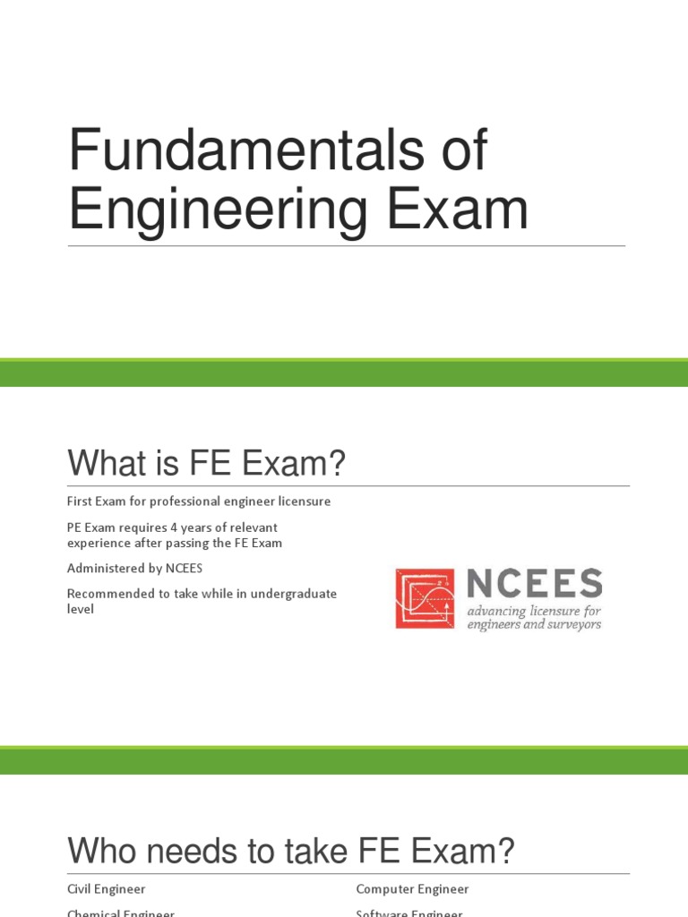 Fundamentals of Engineering Exam | PDF