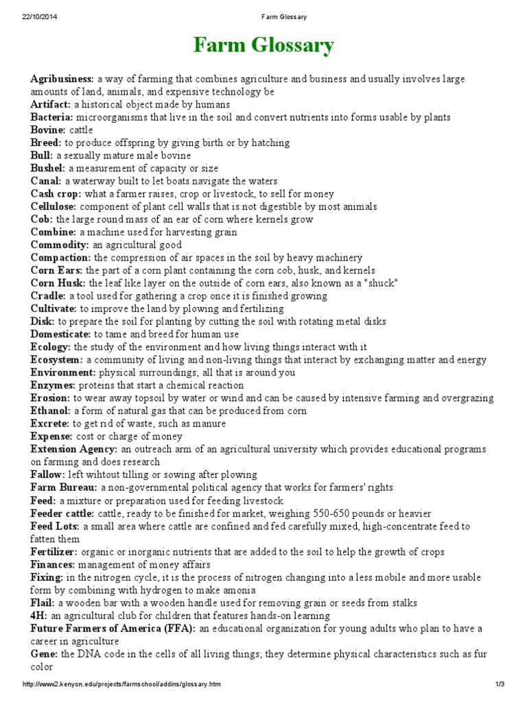 Farm Glossary PDF | Download Free PDF | Maize | Organic Farming