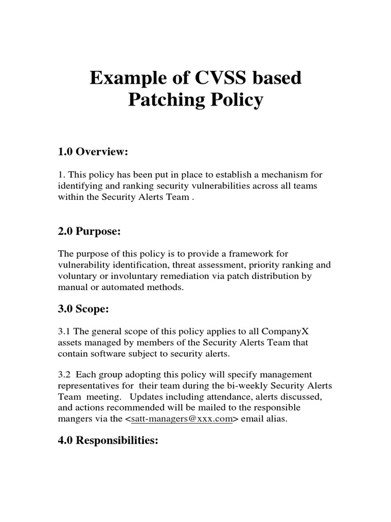 Cvss Based Patch Policy | PDF | Vulnerability (Computing) | Threat (Computer)