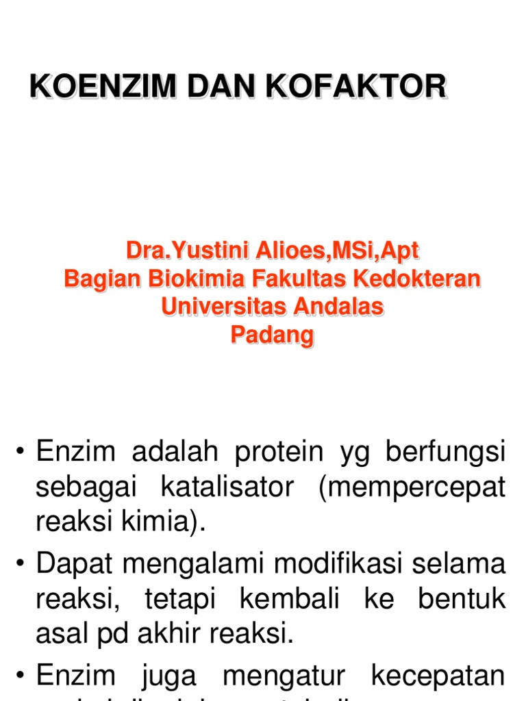 Koenzim dan Kofaktor: Fungsi dan Jenis | PDF