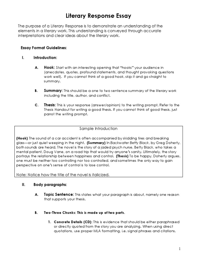 Literary Response Essay Guidelines | PDF | Ellipsis | Essays
