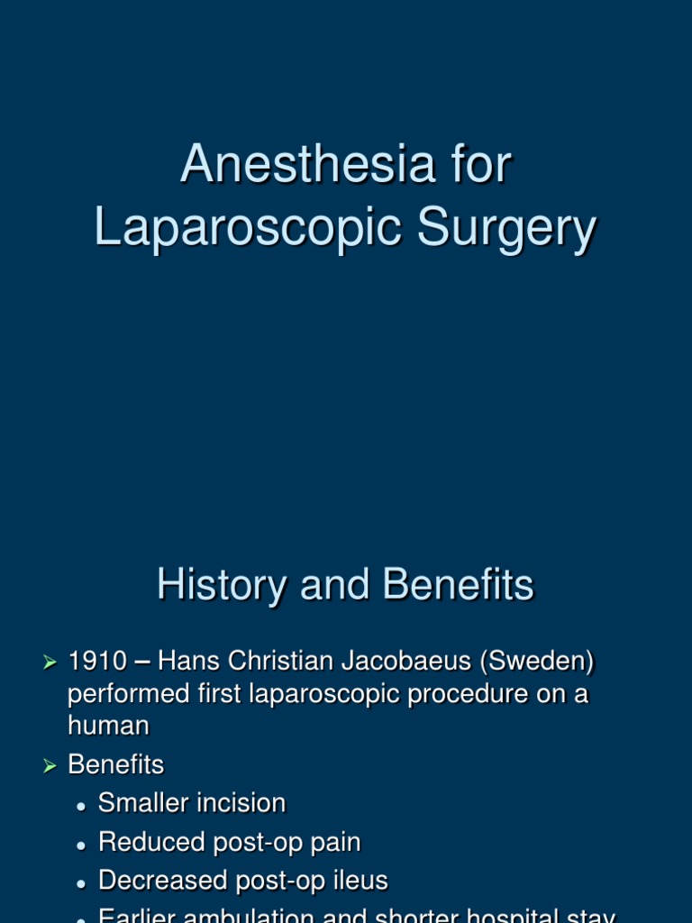 Anesthesia For Laparoscopic Surgery | PDF | Anesthesia | Surgery