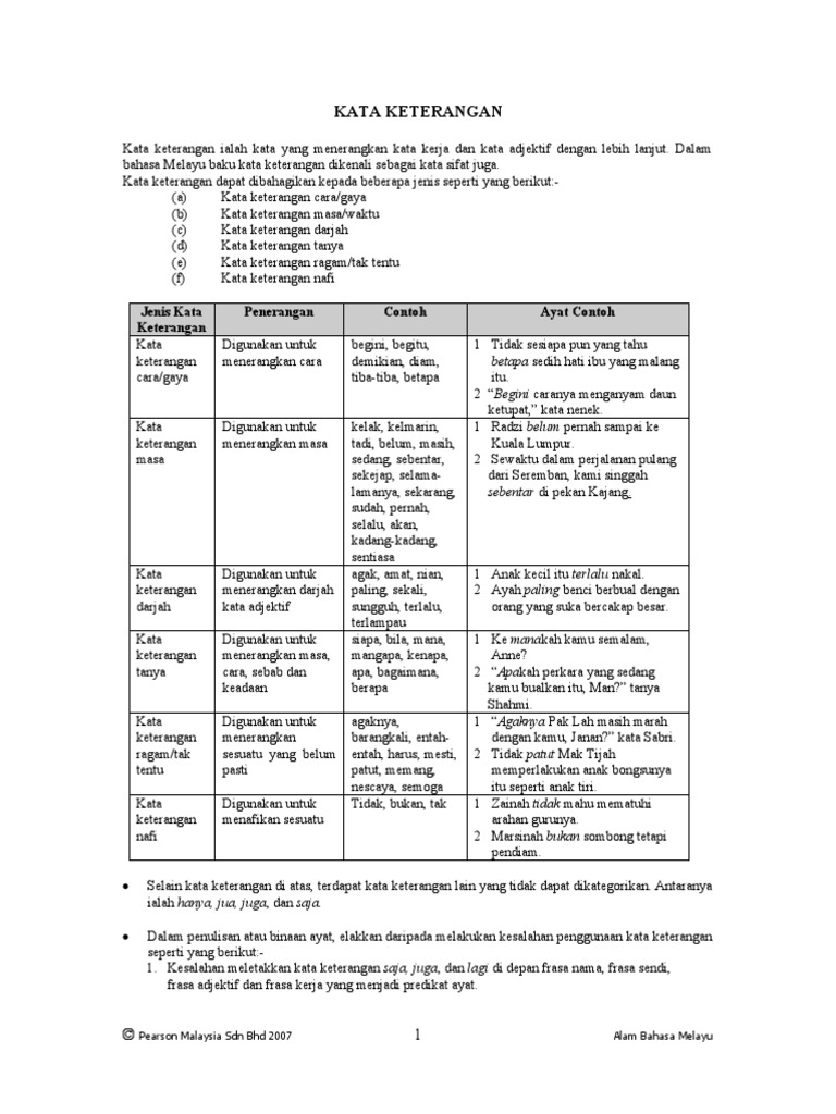 Kata Keterangan | PDF