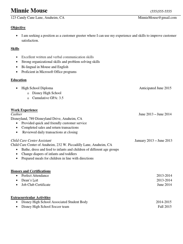 Minnie Mouse Resume | PDF | Human Life Stages | Further Education