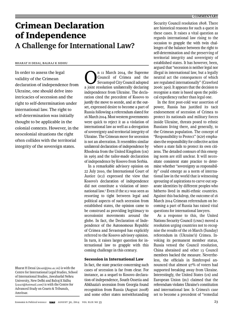 Crimean Declaration of Independence | PDF | Crimea | Annexation Of ...