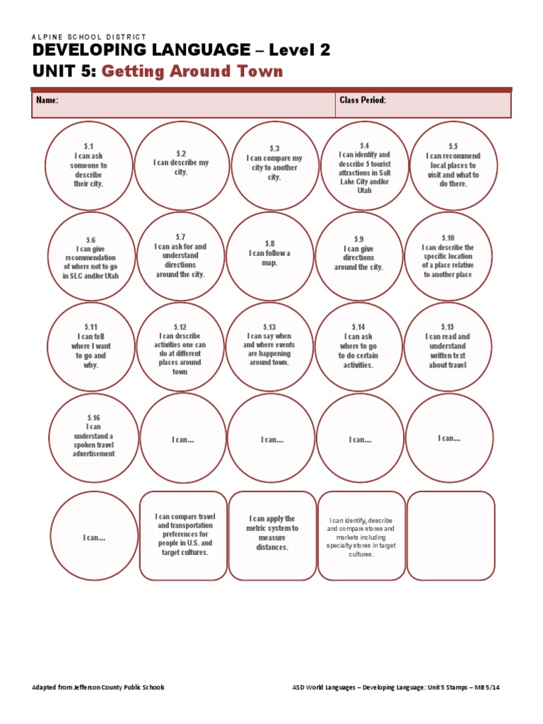 Unit 5: Getting Around Town Guide | PDF