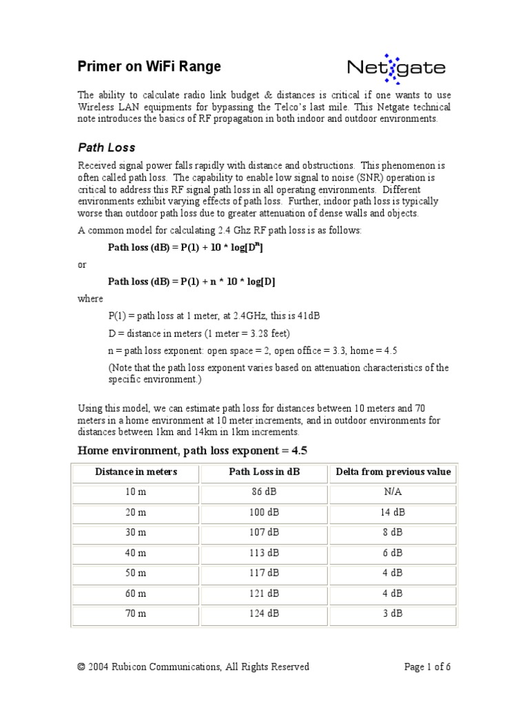 Tutorial On WIFI Link Budgets | PDF | Antenna (Radio) | Signal To Noise ...
