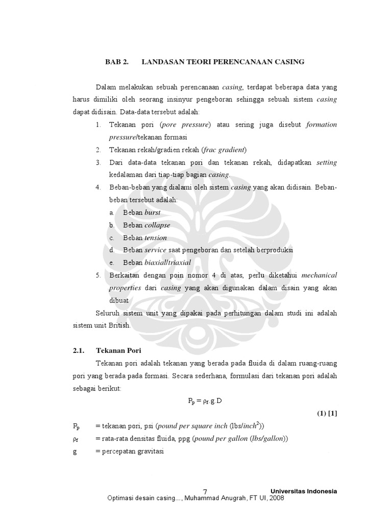 Teori Dasar Perencanaan Casing | PDF