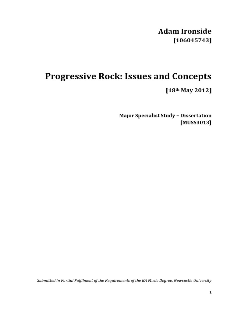 Adam Ironside Progressive Rock Issues and Concepts PDF | PDF | Progressive Rock | Rock Music