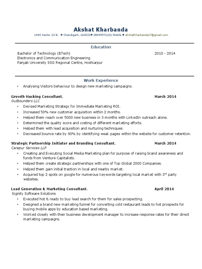 Sample Digital Marketing India Resume | PDF | Digital Marketing ...