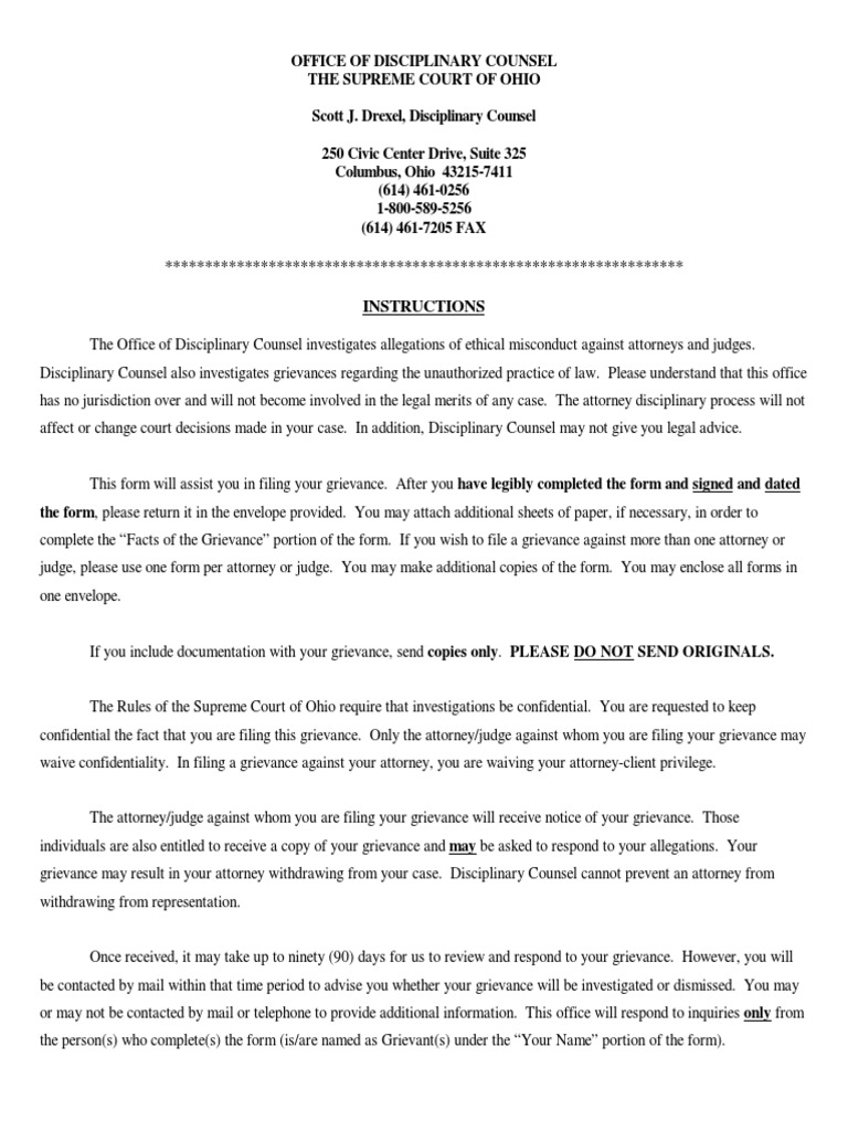 Complaint Form Ohio Supreme Court | PDF | Complaint | Lawyer