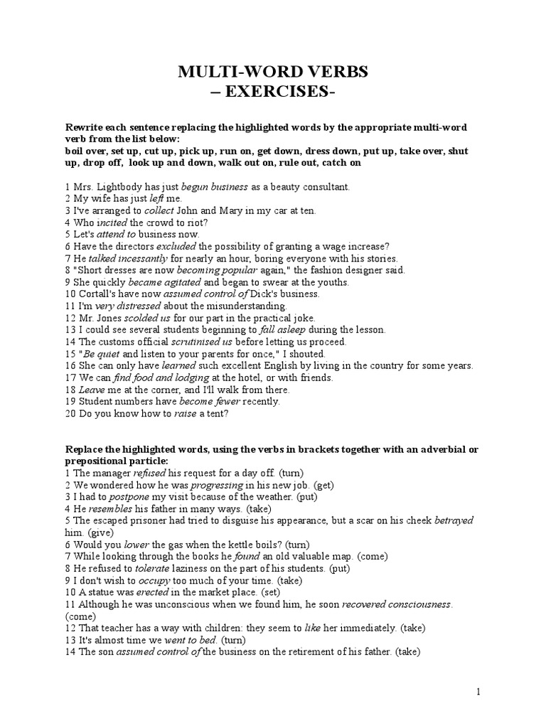 Multi Word - Verbs Exercises | PDF | Violence