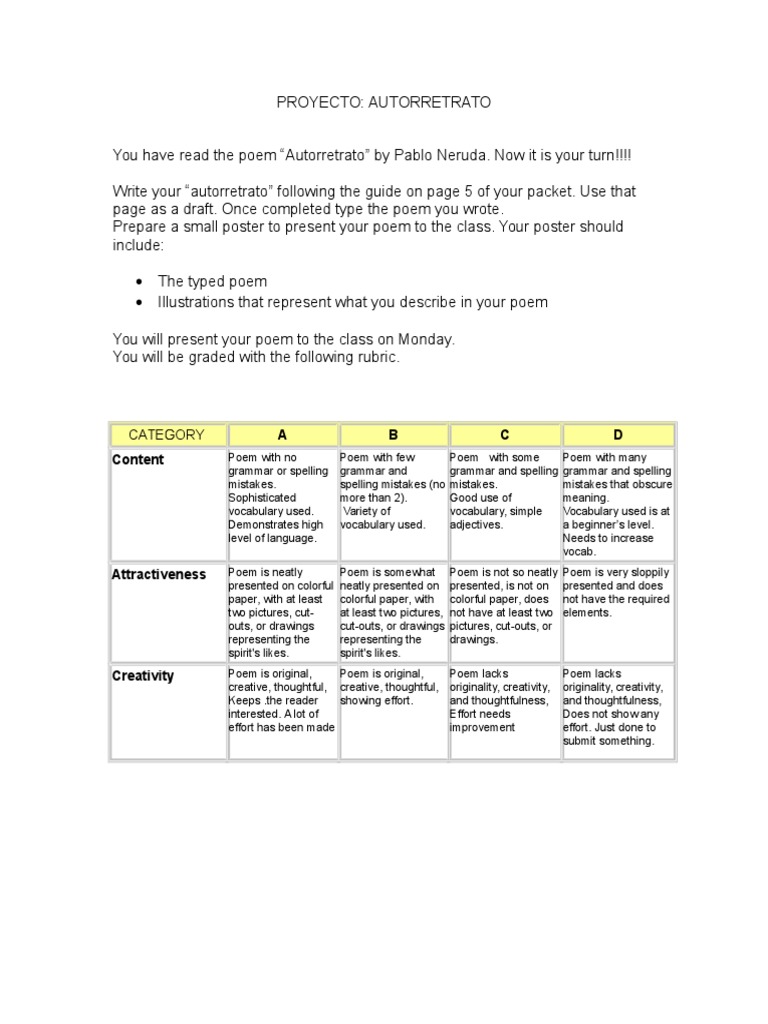 Student Poetry Presentation Task | PDF
