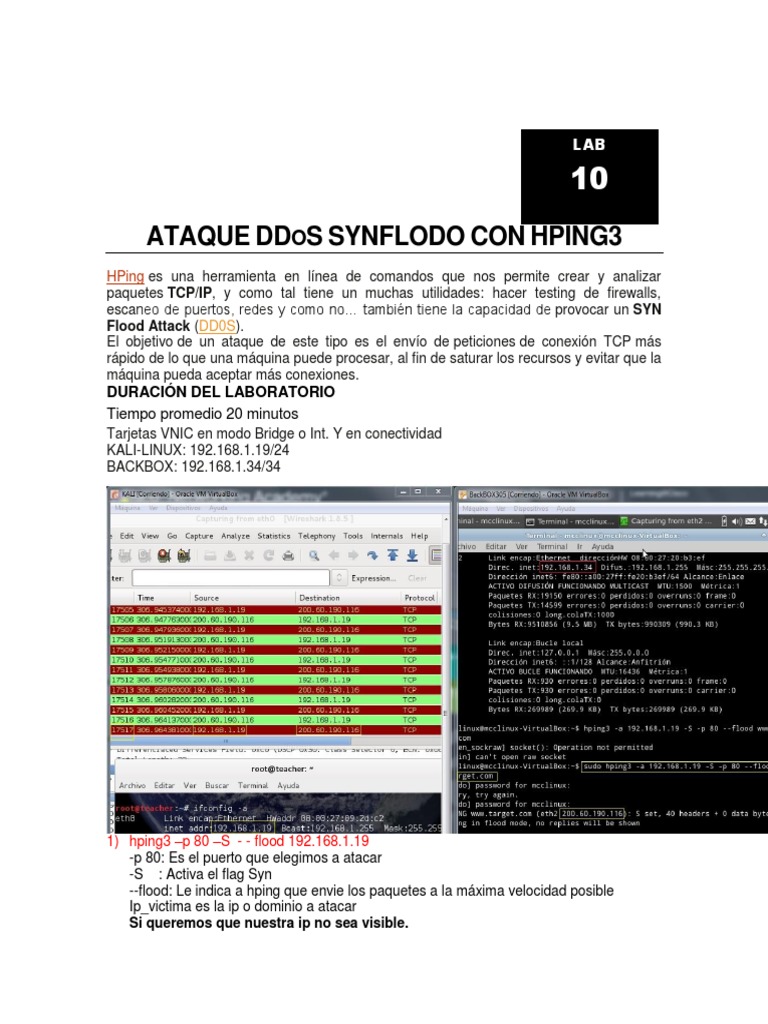 Ataque DDoS Synflodo Con HPING3 PDF | PDF | Ataque de denegación de servicio | Edad de información