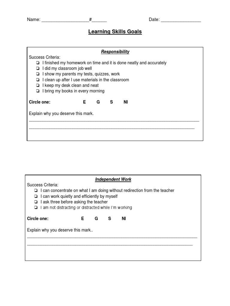 Learning Skills Assessment Template | PDF
