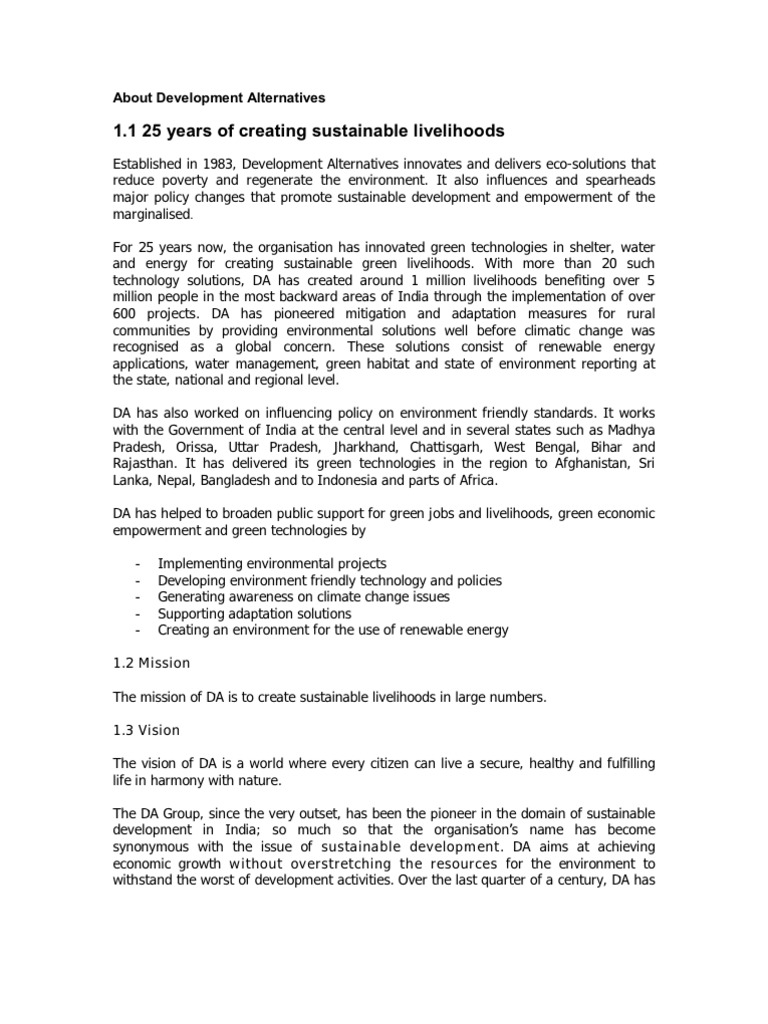 Development Alternatives Profile 1 | PDF | Water Resource Management ...